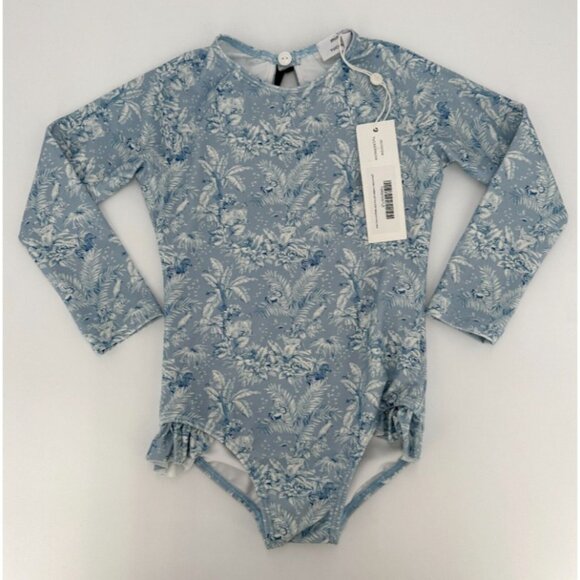 Minnow | Swim | Minnow X Tuckernuck Girls Blue Toile Rashguard Onepiece ...